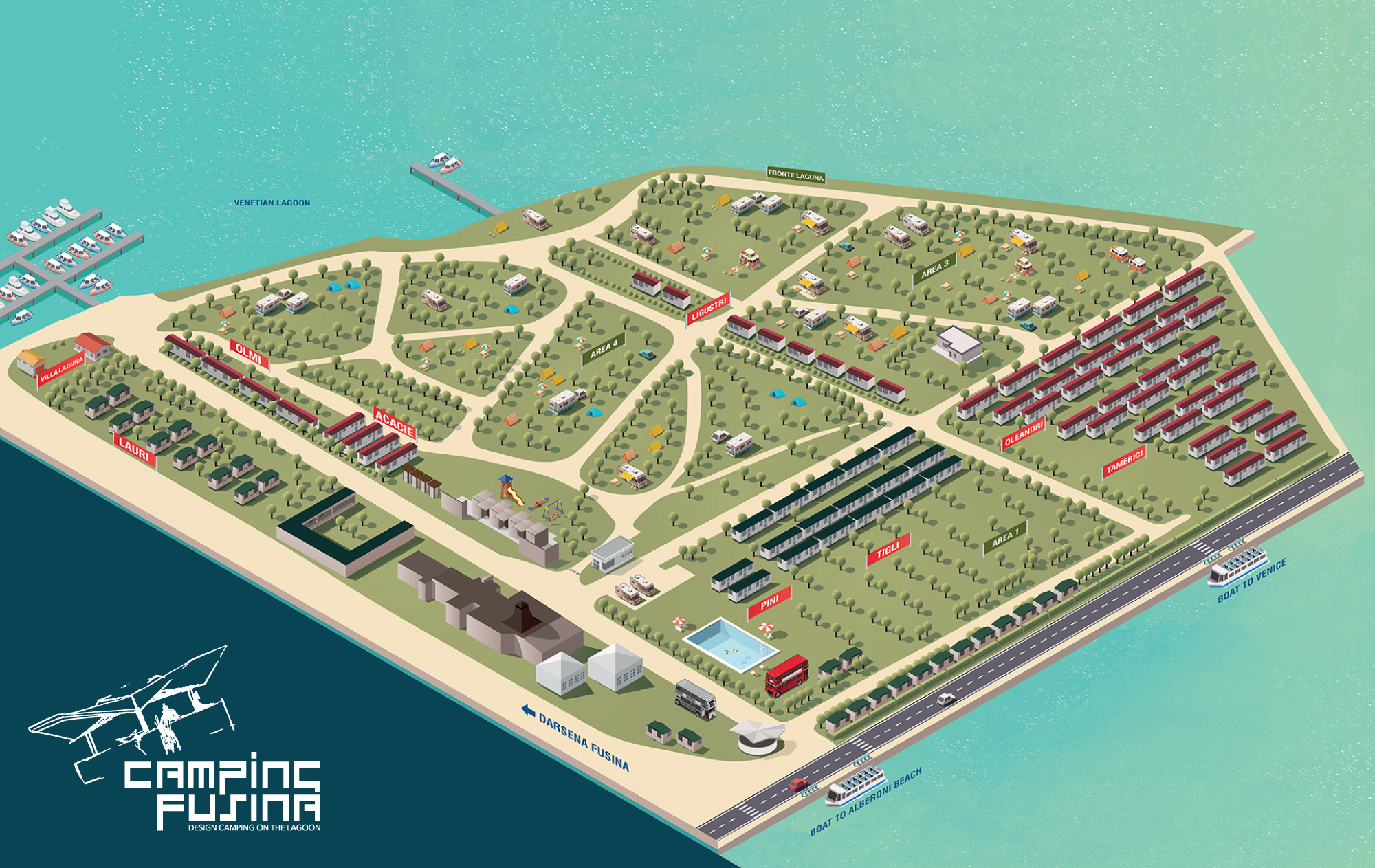 Mappa interattiva, Camping Fusina Venezia, Mappa Campeggio Villaggio